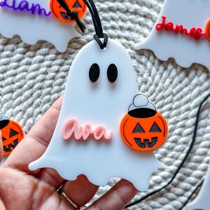 Personalized Ghost Name Tag Halloween Gift Tag Kids Acrylic Ghost ...