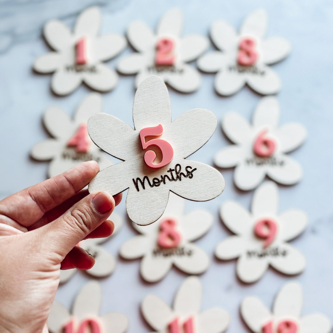 Baby Monthly Milestone Marker Floral Milestone Card Baby Milestone ...