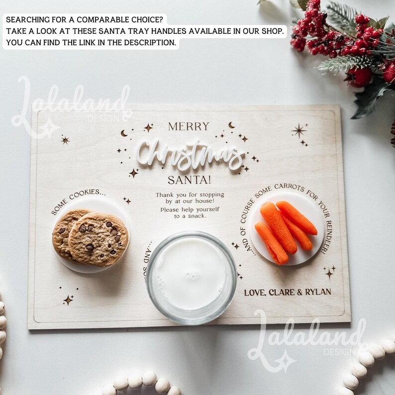 Personalized Santa Cookie and Milk Tray With Handle Santa Cookie Plate ...