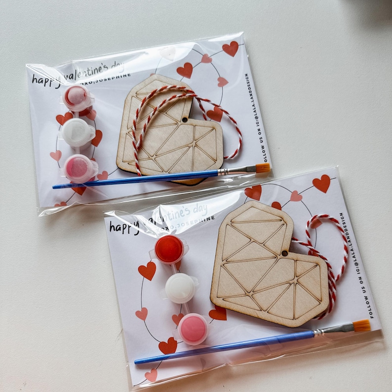 Valentine's Day Wooden Heart Craft Kit: Personalized Kids Classroom ...