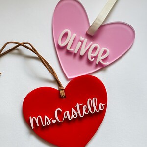 Personalized Valentine's Day Name Tag Valentine Acrylic Heart Name Tag ...