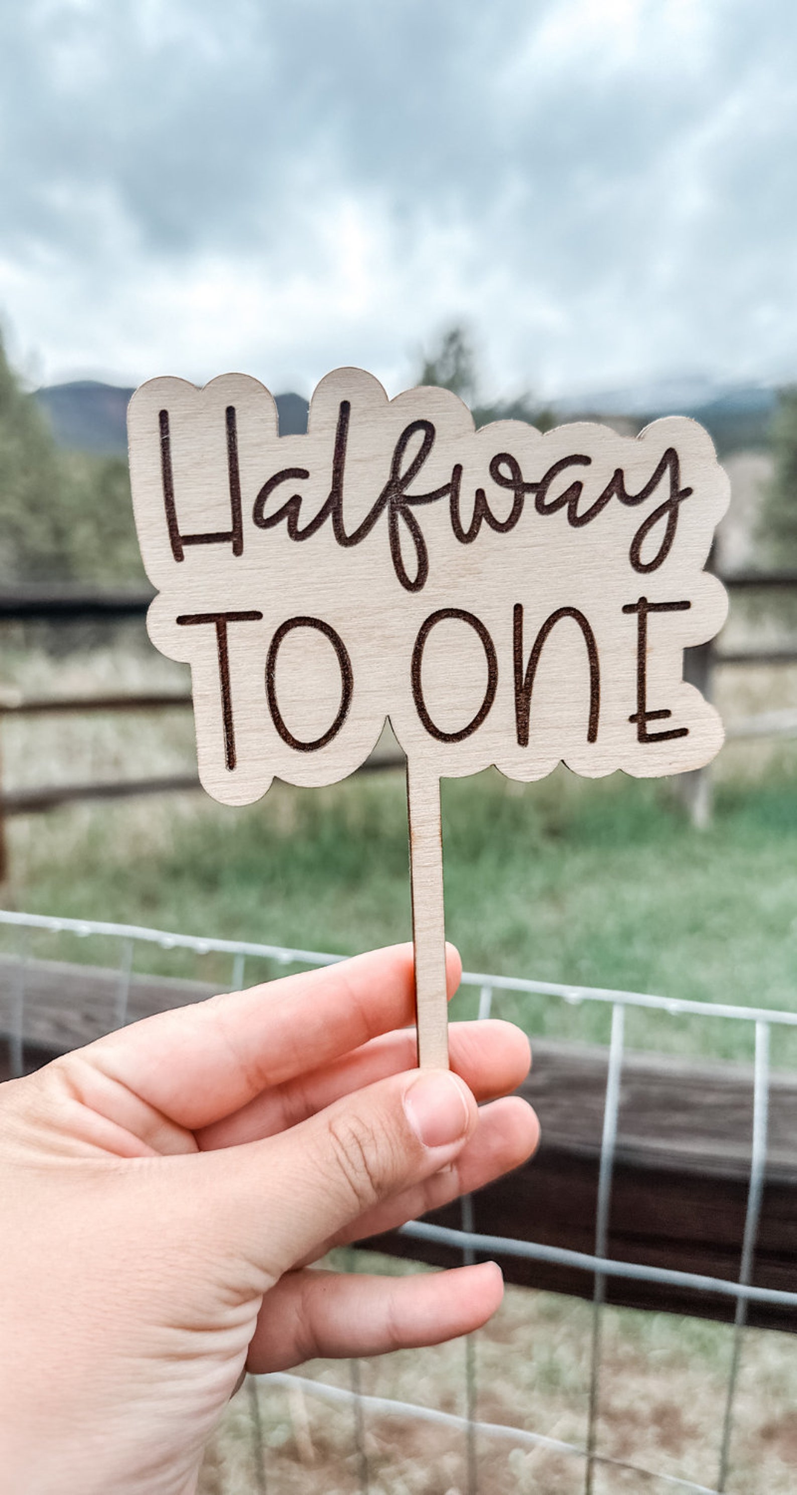 Halfway to One Caketopper Halfway to One Girl Wooden Cake Topper Baby ...