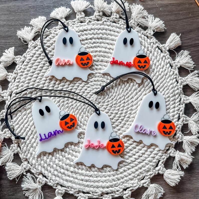 Personalized Ghost Name Tag Halloween Gift Tag Kids Acrylic Ghost ...