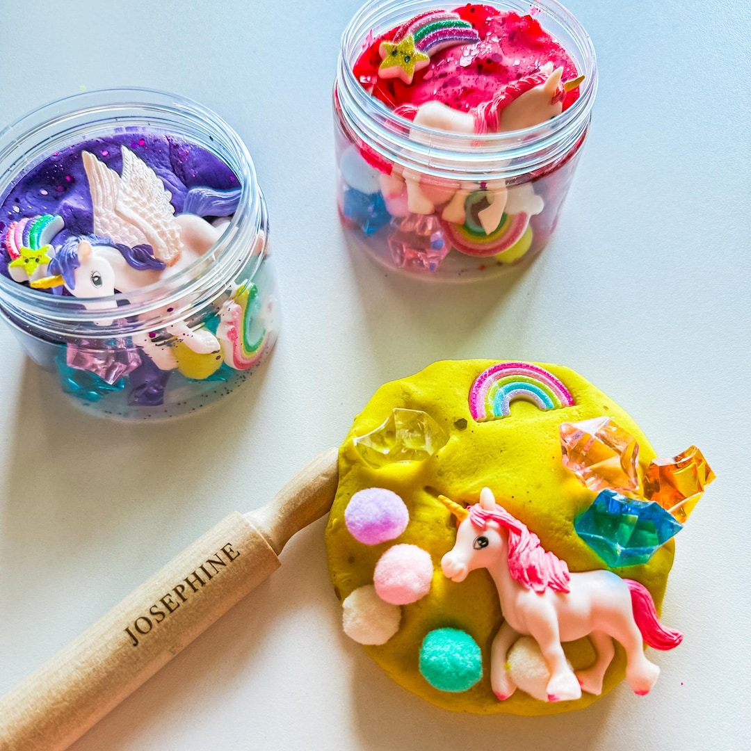 Unicorn Playdough Party Favors for Kids Rainbow Sensory Dough Jar ...