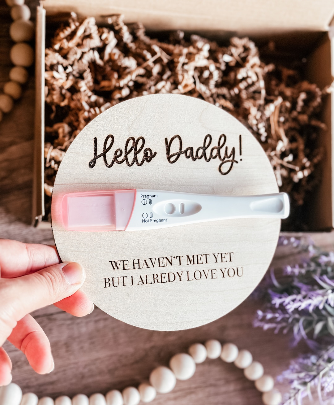 Wooden Pregnancy Sign Announcement for Husband Hello Daddy Pregnancy ...