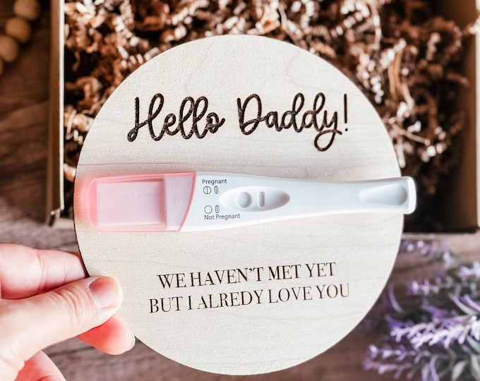 Wooden Pregnancy Sign Announcement for Husband Hello Daddy Pregnancy ...