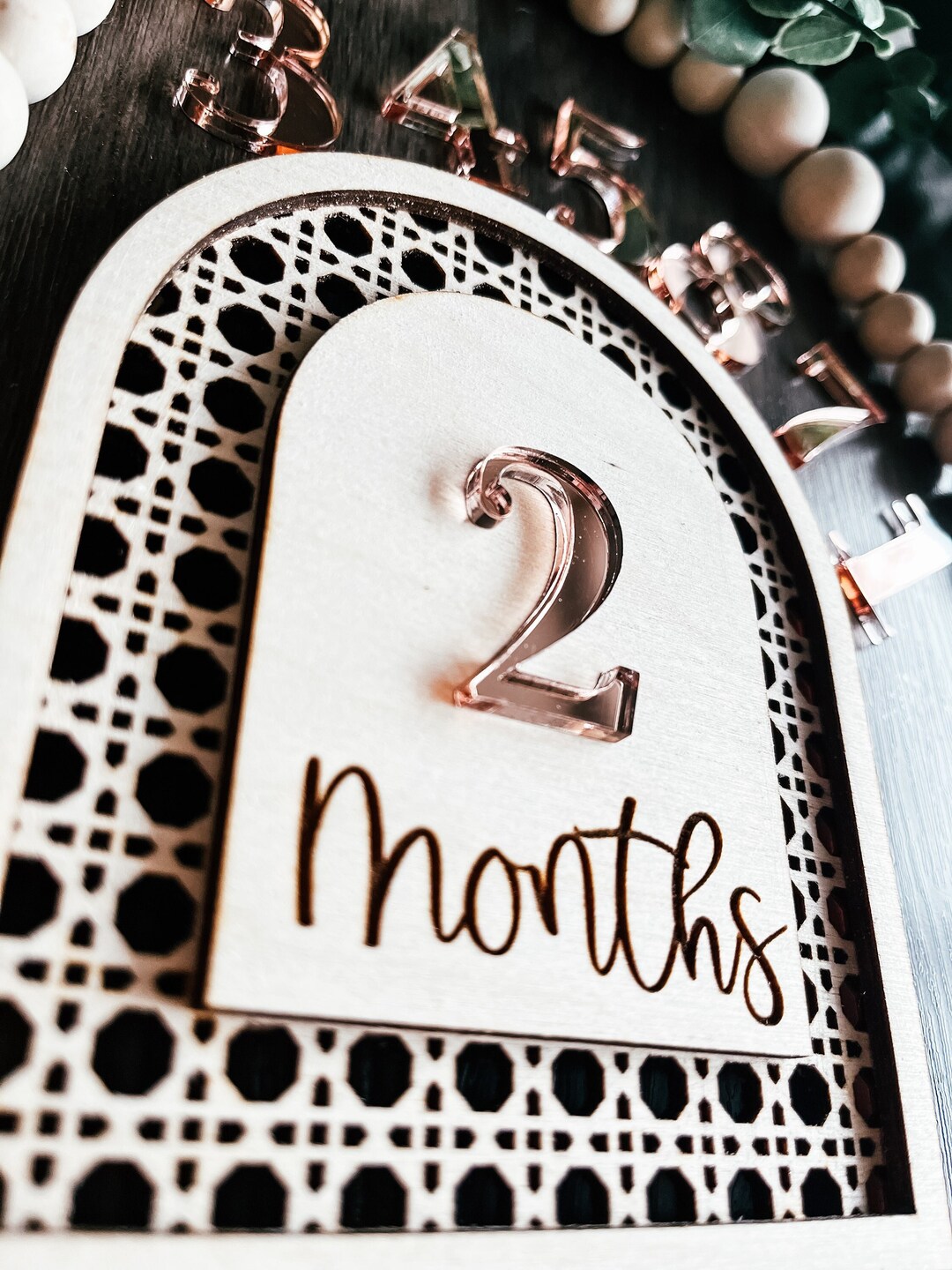 Baby Monthly Milestone Marker Wooden Boho Monthly Milestone Card ...
