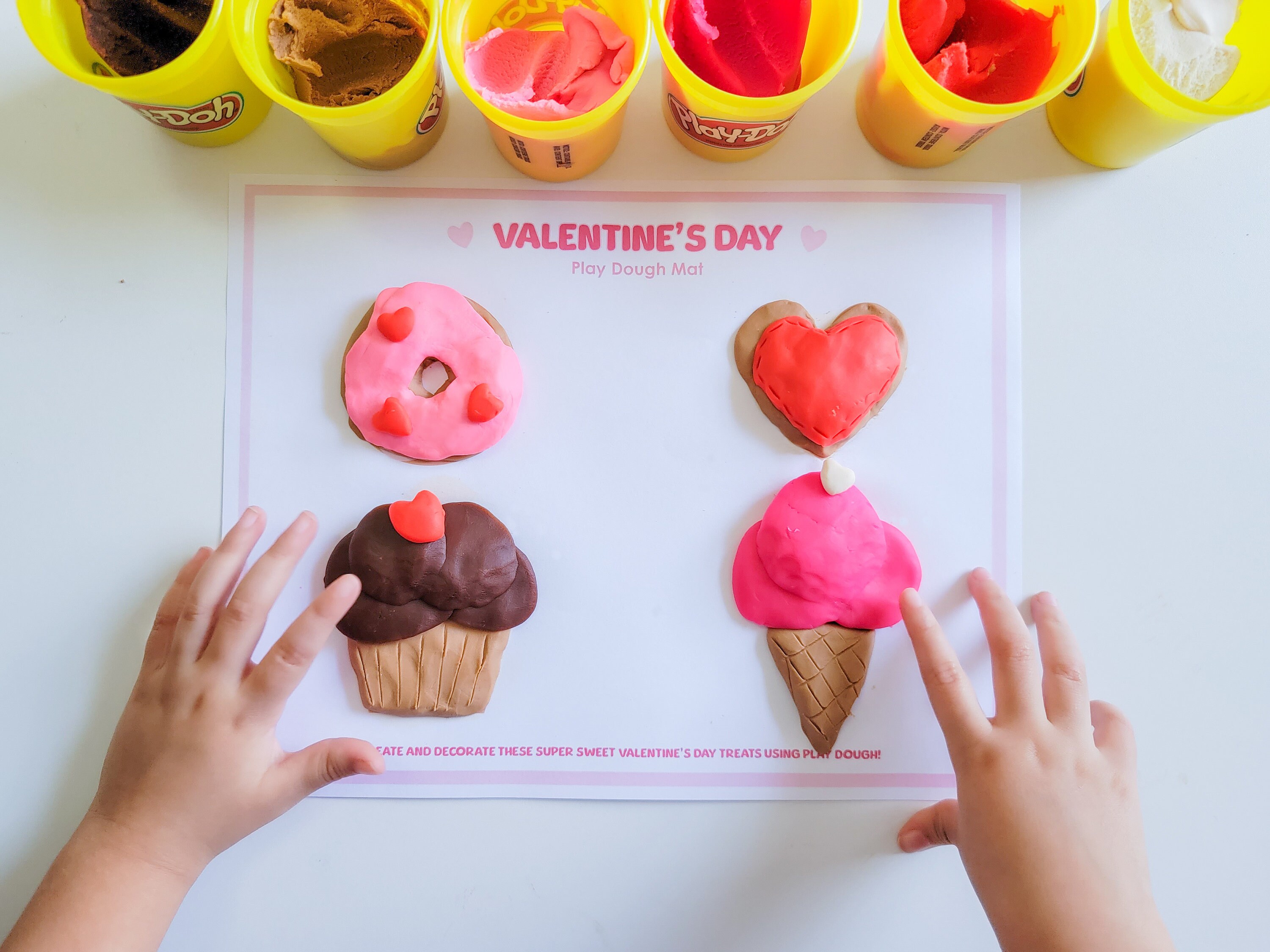 Valentines Day Play Dough Mats Printable - Play Dough Activity Gift for ...
