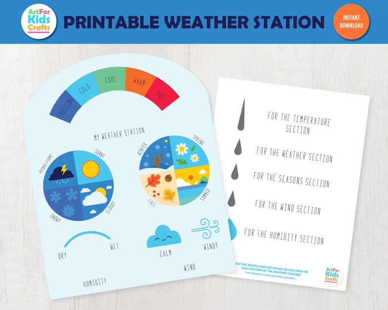 Weather Station Printable Kids Weather Chart Preschool - Etsy