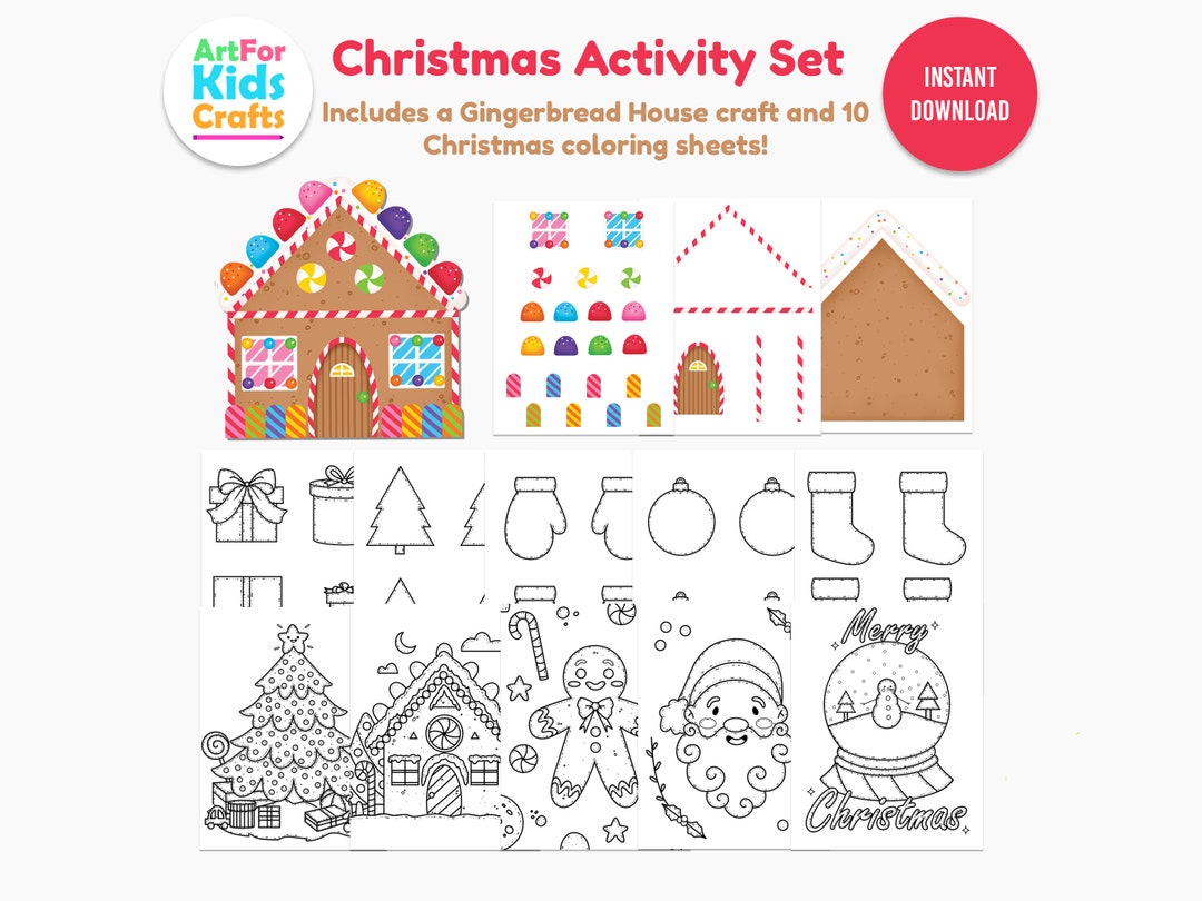 Christmas Printable Set With Gingerbread House Craft Activity and ...
