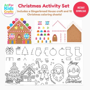 Christmas Printable Set With Gingerbread House Craft Activity and ...