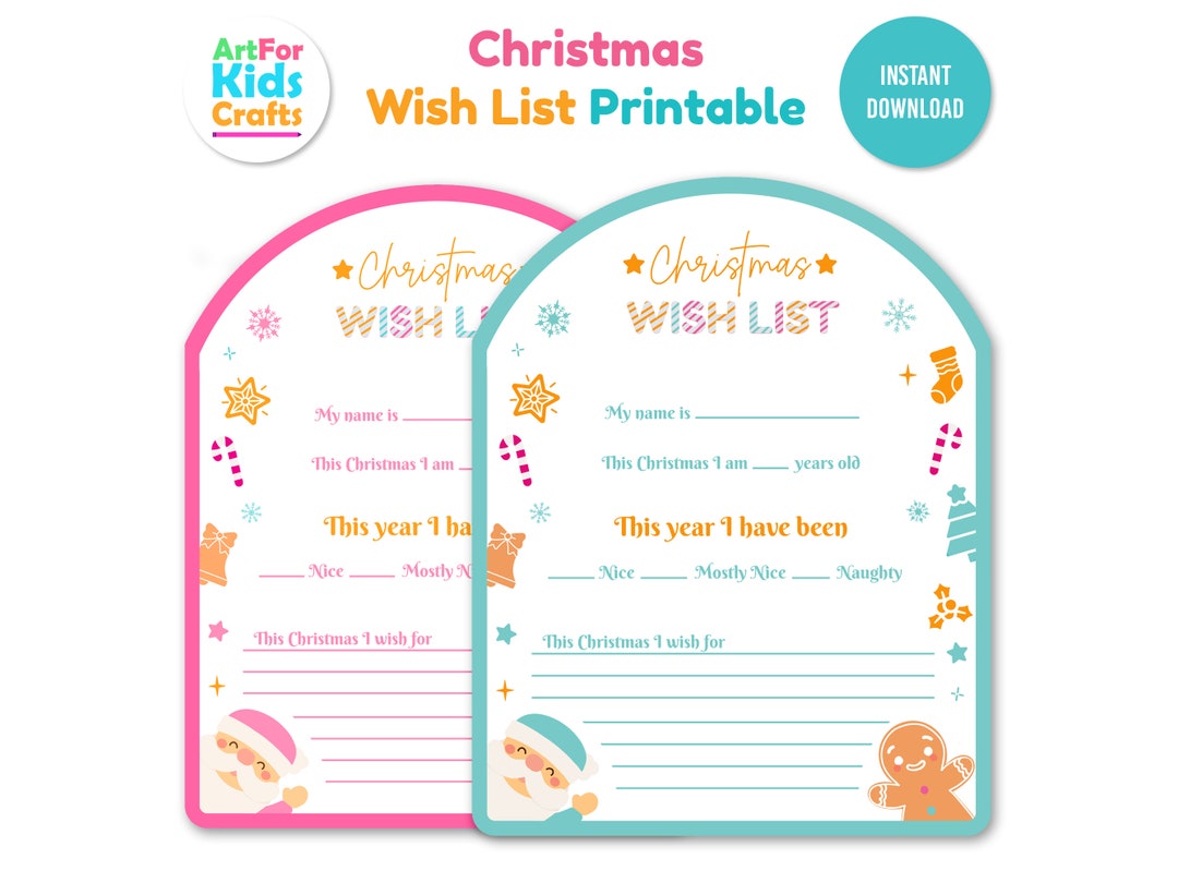 Christmas Wish List for Kids Printable, Letter to Santa, Santa's Letter ...