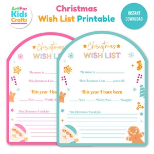 Christmas Wish List for Kids Printable, Letter to Santa, Santa's Letter ...