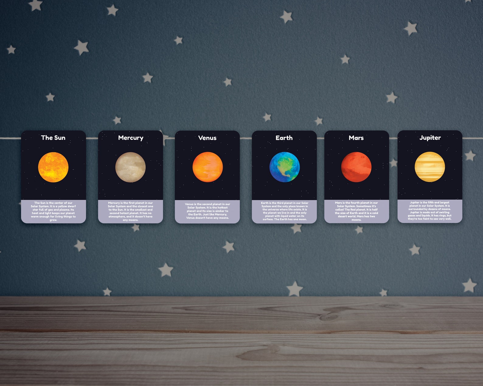 Solar System, Toddler Flash Cards, Homeschool Flash Cards for Kids ...