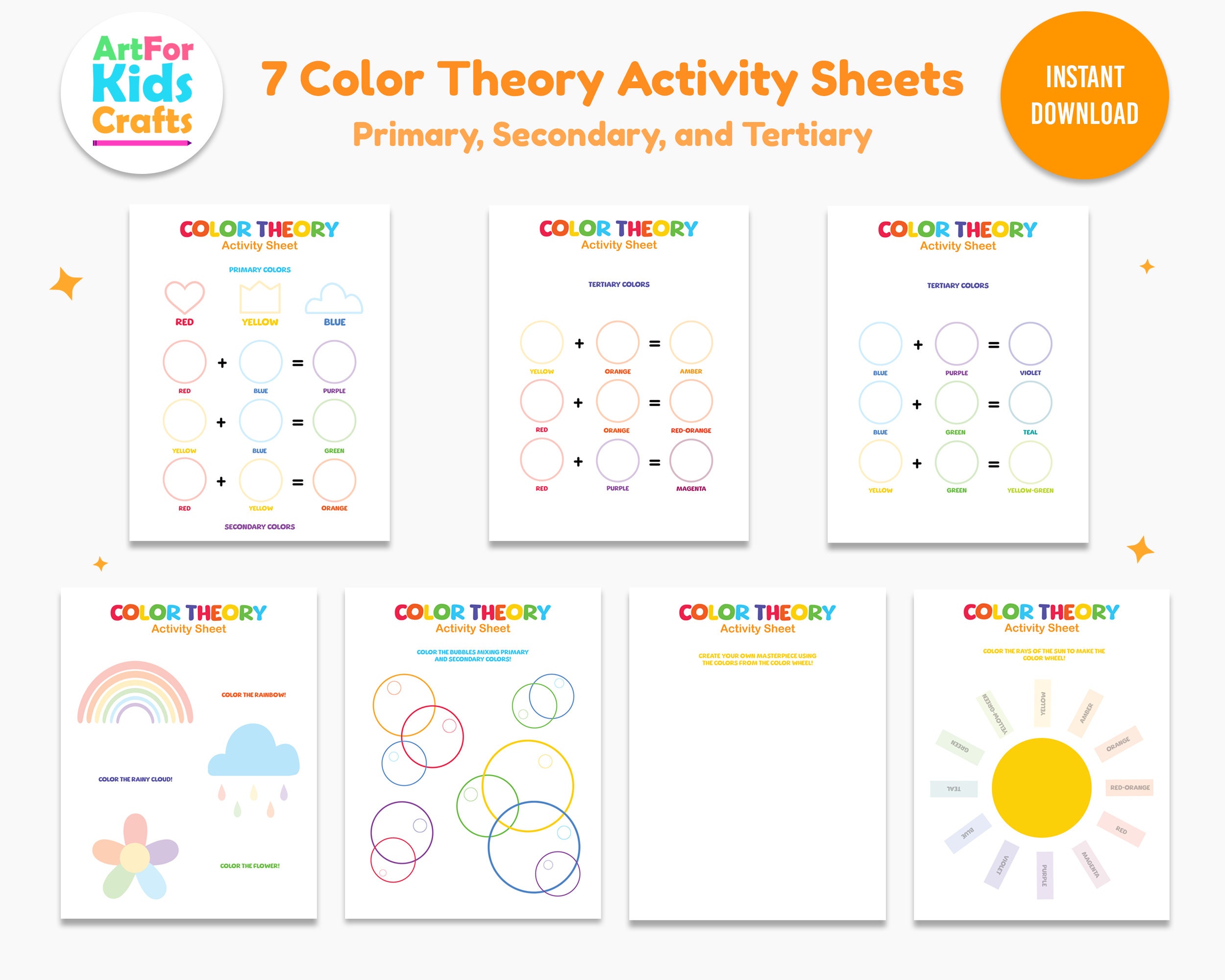 Montessori Color Theory Printable, Color Mixing Chart for Kids, Color ...