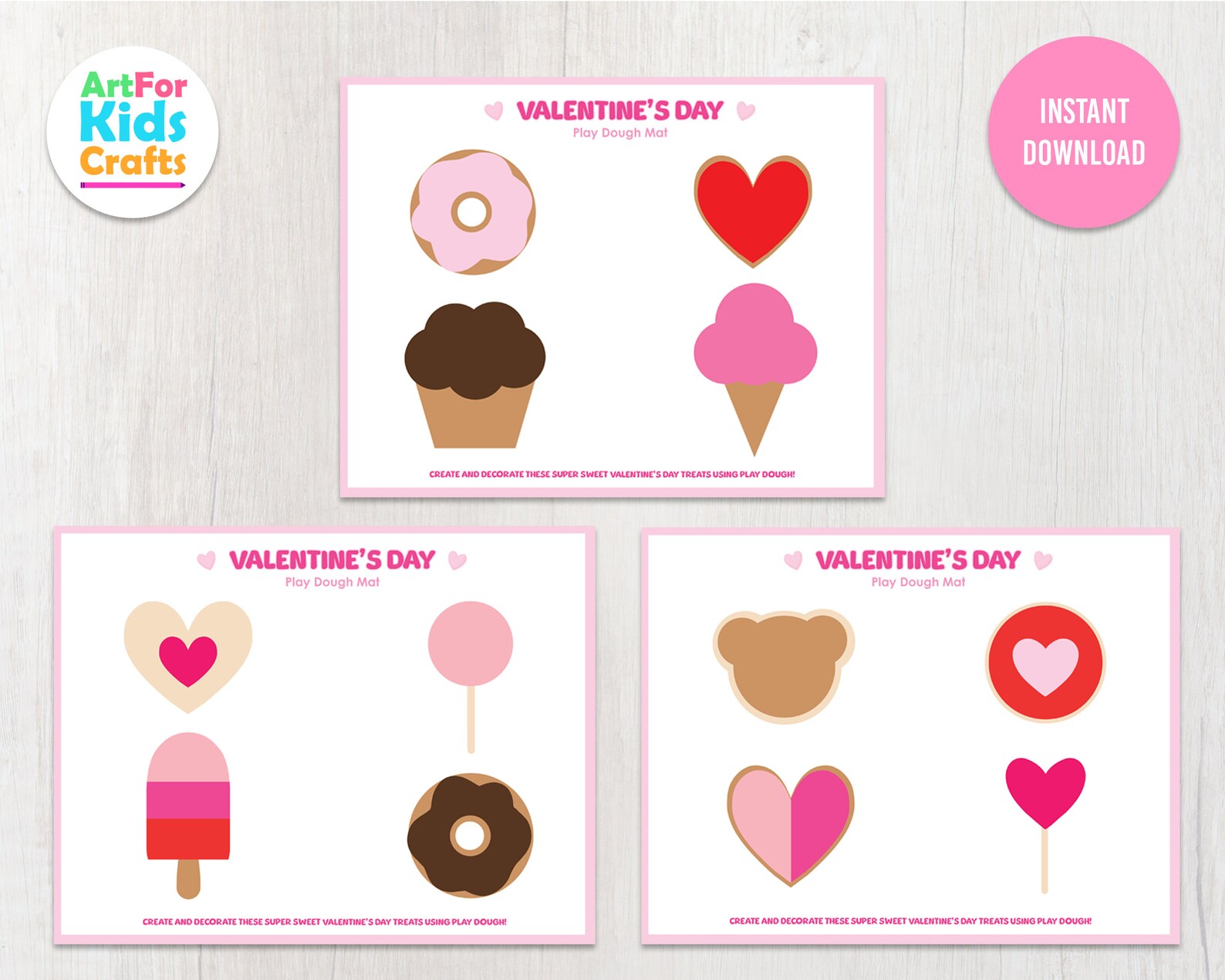 Valentines Day Play Dough Mats Printable Play Dough Activity - Etsy
