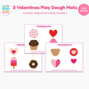 Valentines Day Play Dough Mats Printable - Play Dough Activity Gift for ...