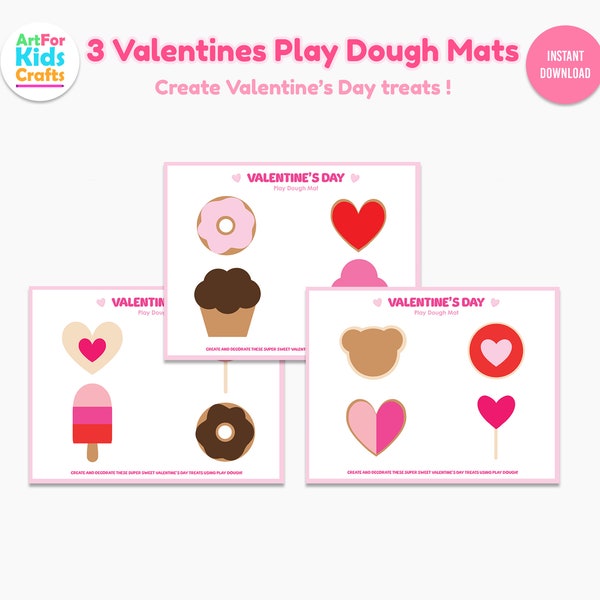 Valentines Day Play Dough Mats Printable Play Dough Activity Gift for ...