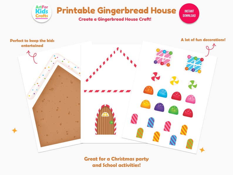 Christmas Printable Set With Gingerbread House Craft Activity and ...