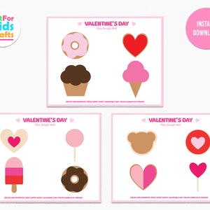 Valentines Day Play Dough Mats Printable - Play Dough Activity Gift for ...