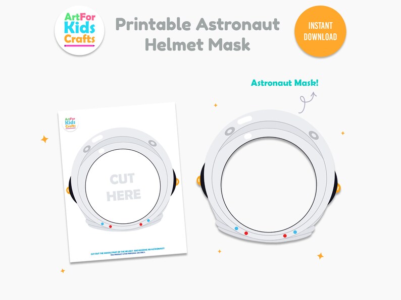 Astronaut Helmet Printable, Astronaut Mask, Outer Space Theme Party ...