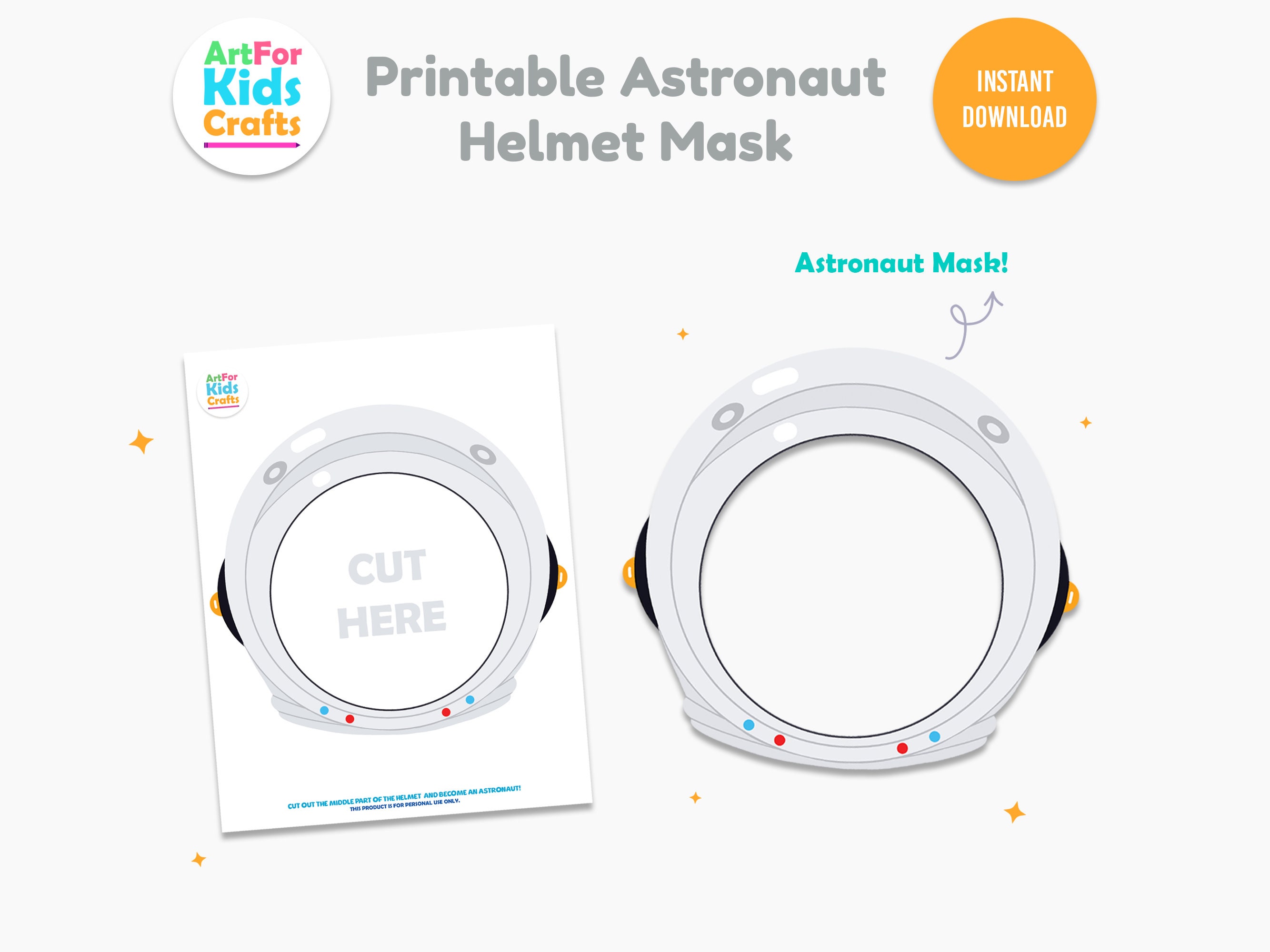 Astronaut Helmet Printable, Astronaut Mask, Outer Space Theme Party ...
