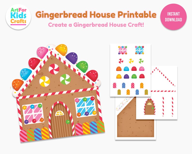 Gingerbread House Printable Paper Craft Kit for Kids - Etsy