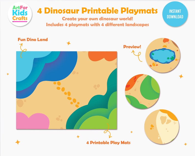 Dinosaur Play Mat Set, Pretend Play, Dino Kids Play Mat, Dinosaur Party ...
