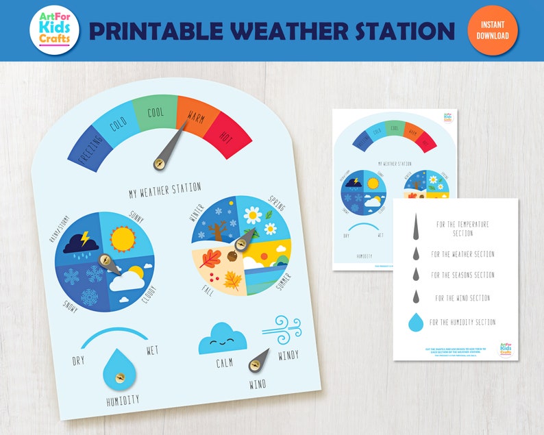 Weather Station Printable Kids Weather Chart Preschool - Etsy