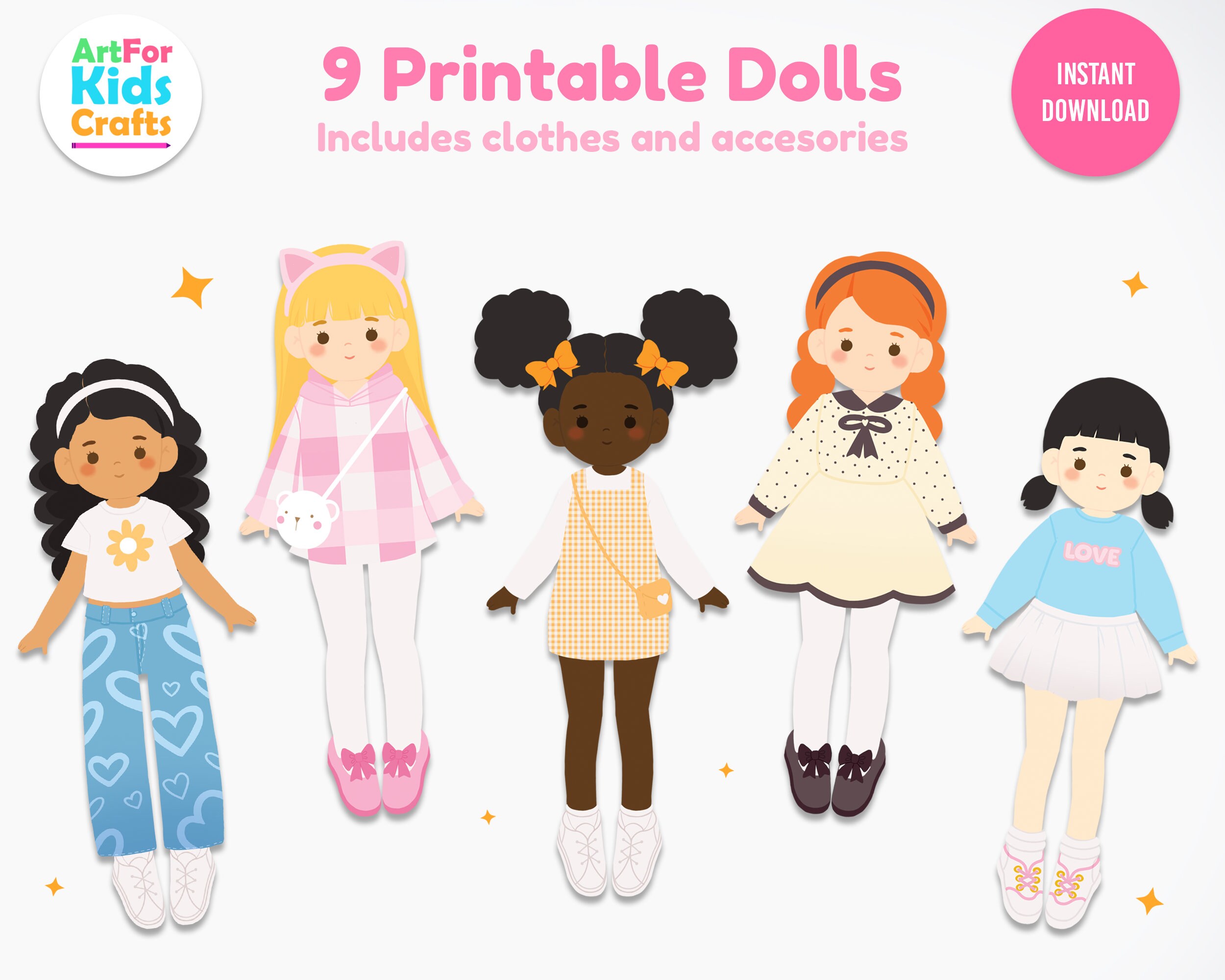 Paper Dolls Kit Printable Activity Homeschool Montessori - Etsy