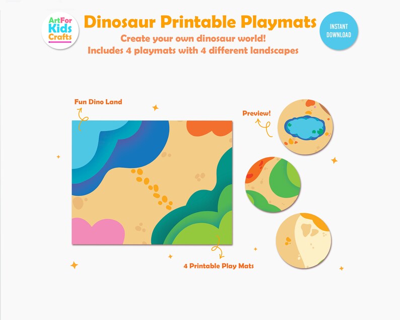 Dinosaur Play Mat Set, Pretend Play, Dino Kids Play Mat, Dinosaur Party ...