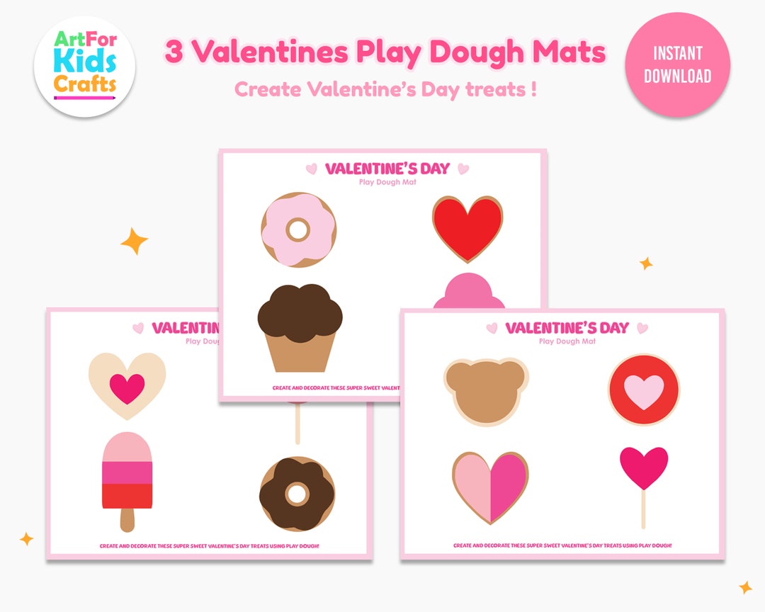 Valentines Day Play Dough Mats Printable Play Dough Activity - Etsy