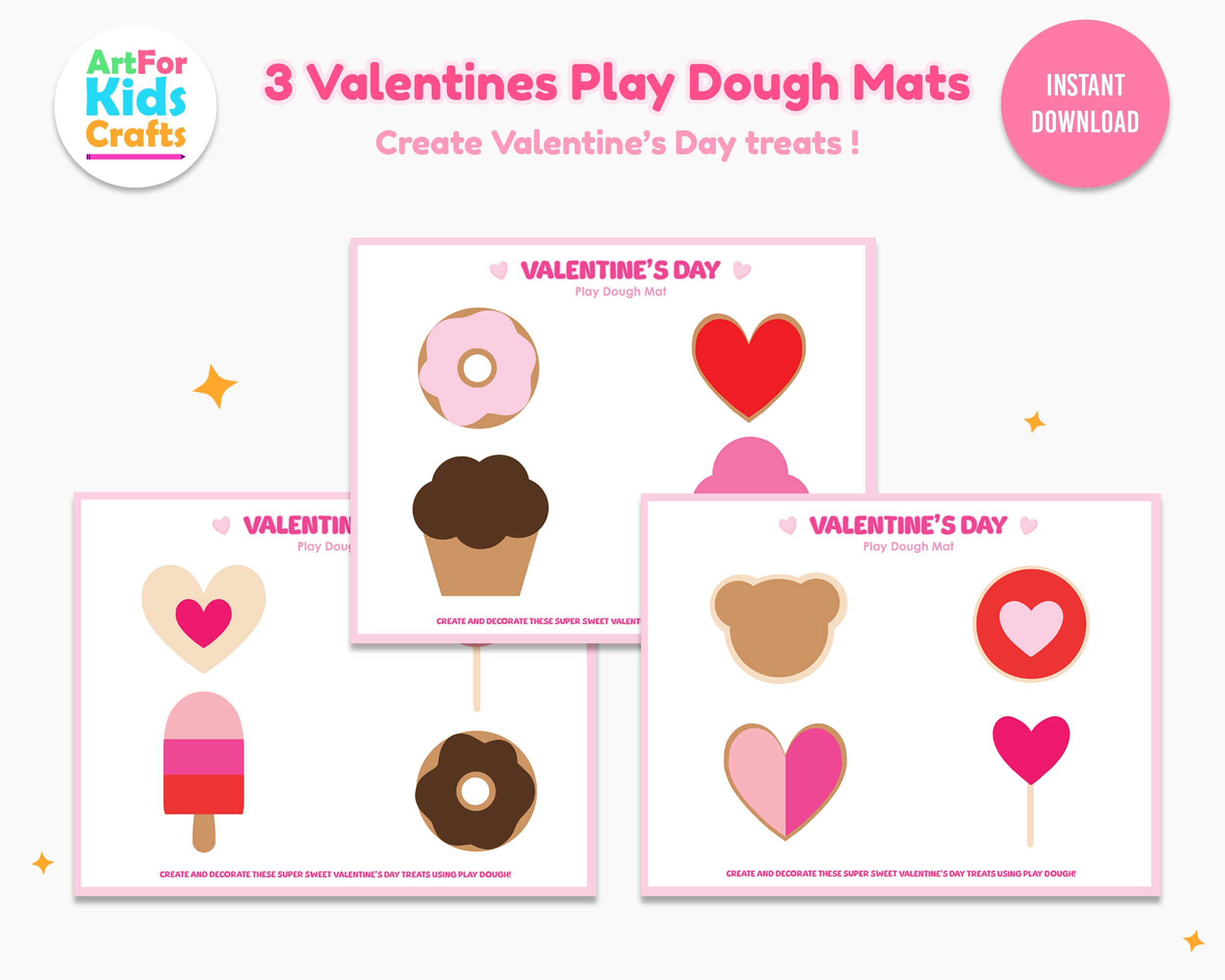 Valentines Day Play Dough Mats Printable Play Dough Activity - Etsy