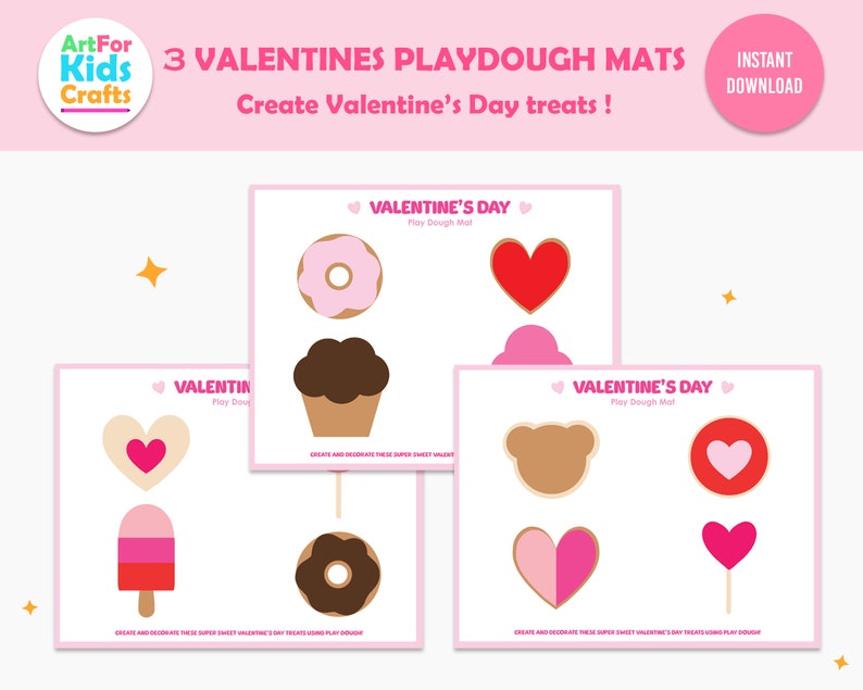 Valentines Day Play Dough Mats Printable Play Dough Activity - Etsy