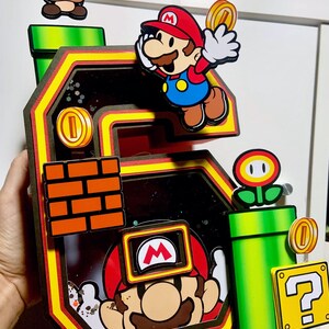 Mario Bros, 3D Number, Mario Bros Decoration, Mario Bros Custom 3D ...