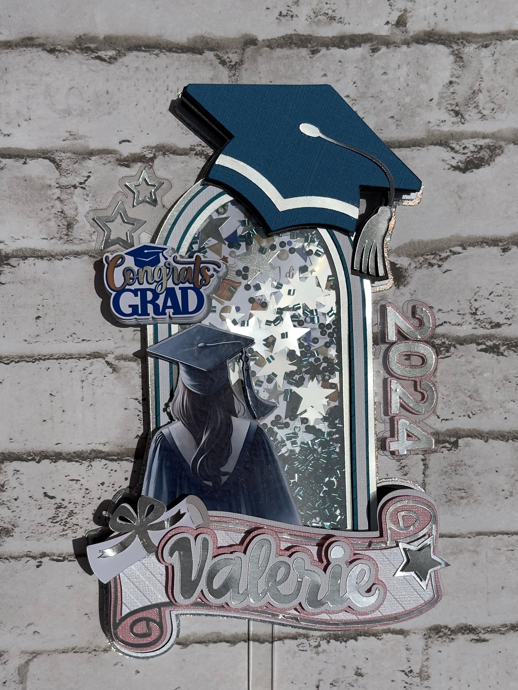 Graduation Shaker Cake Topper, Graduation Cake Topper, Personalized ...