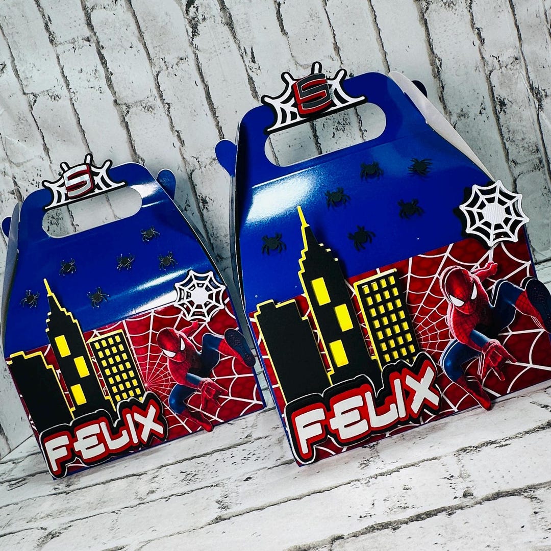 Spider-man Party Favor Boxes, Spider-man Favor Bags, Spider-man Gable ...