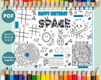 Printable Happy Birthday Coloring Activity Sheet Custom, Placemat ...