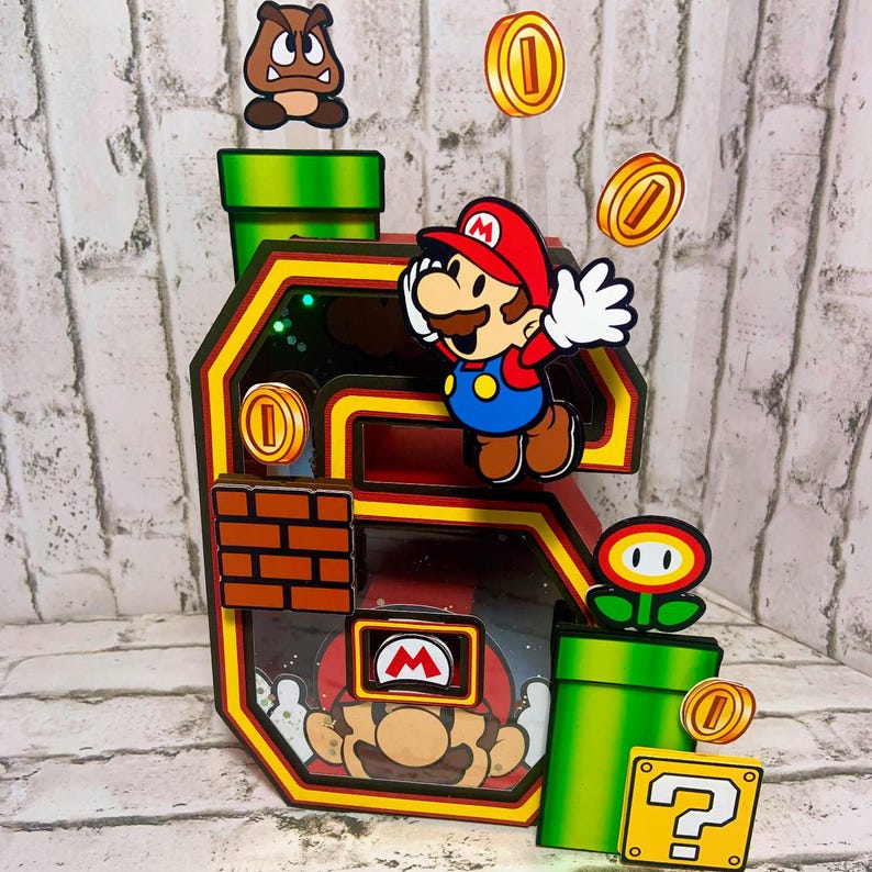 Mario Bros, 3D Number, Mario Bros Decoration, Mario Bros Custom 3D ...