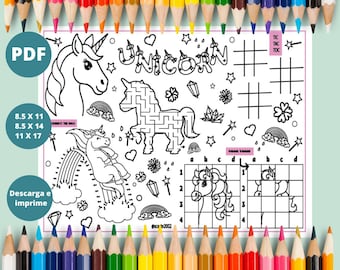 Printable Happy Birthaday Coloring Activity Sheet Custom, Placemat ...