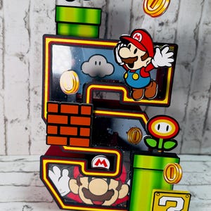 Mario Bros, 3D Number, Mario Bros Decoration, Mario Bros Custom 3D ...
