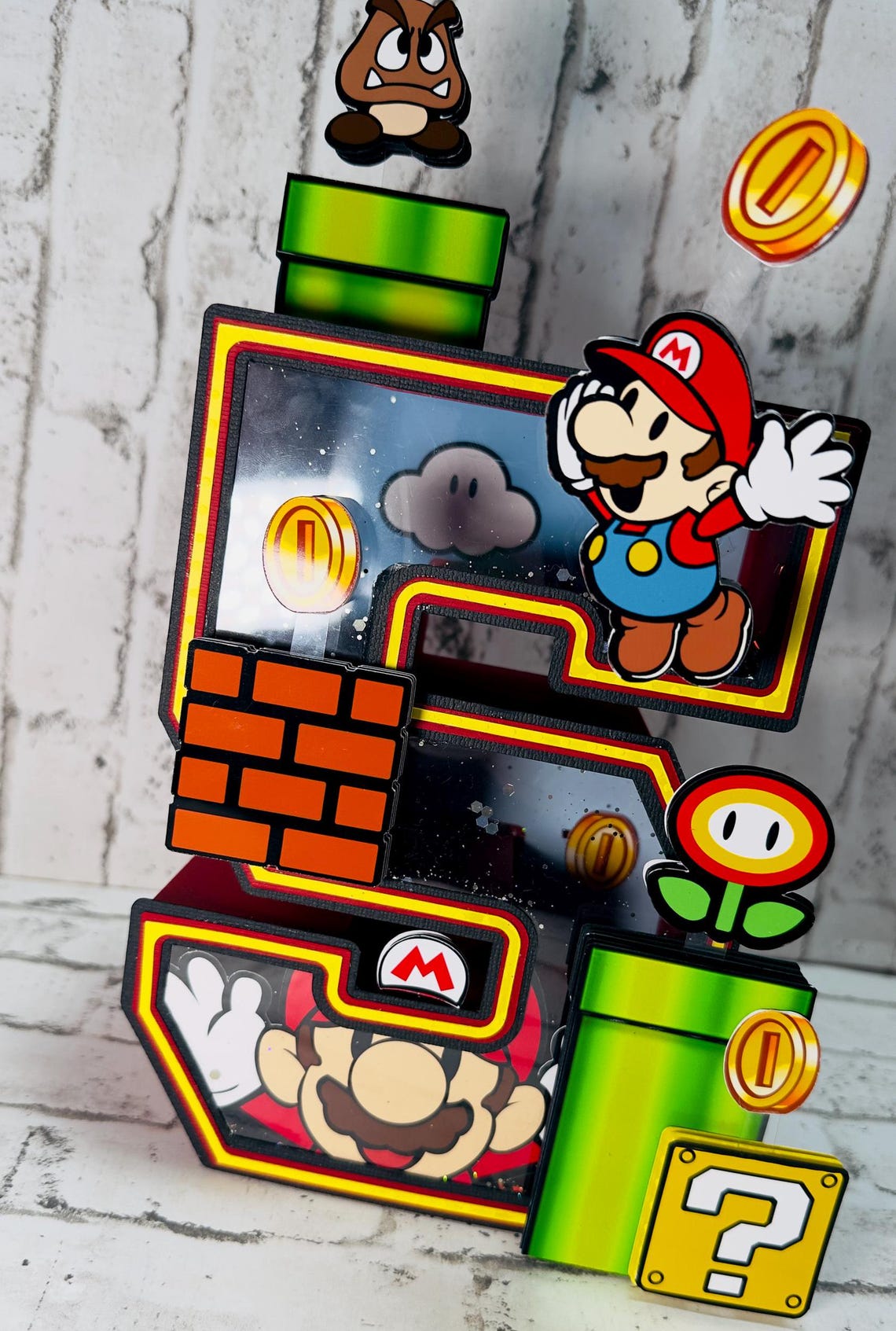 Mario Bros, 3D Number, Mario Bros Decoration, Mario Bros Custom 3D ...