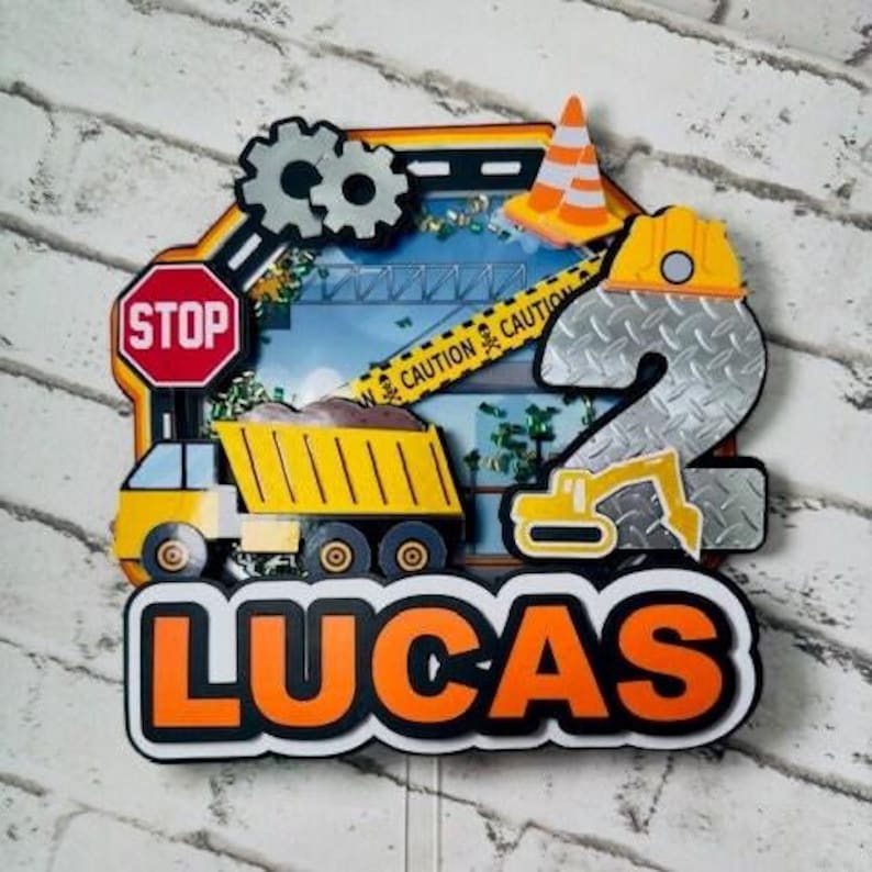 Construction Trucks Cake Topper, Construction Party, Trucks Theme Cake ...