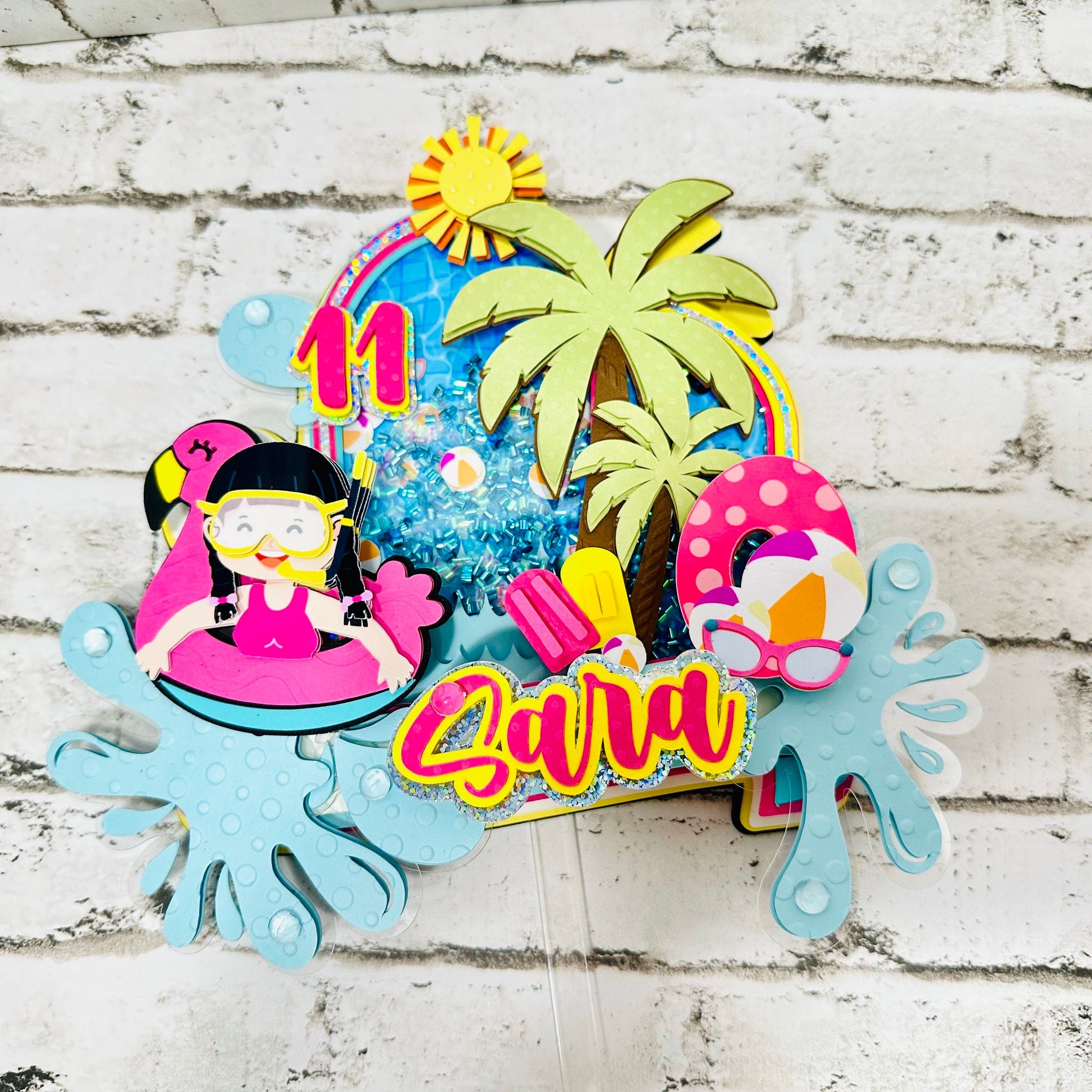 Pool Party Cake Topper, Girl's Party, Cake Topper Decoration, Pool ...