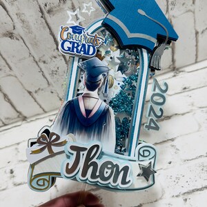 Personalized Graduation Shaker Cake Topper, Pink or Blue Graduation ...