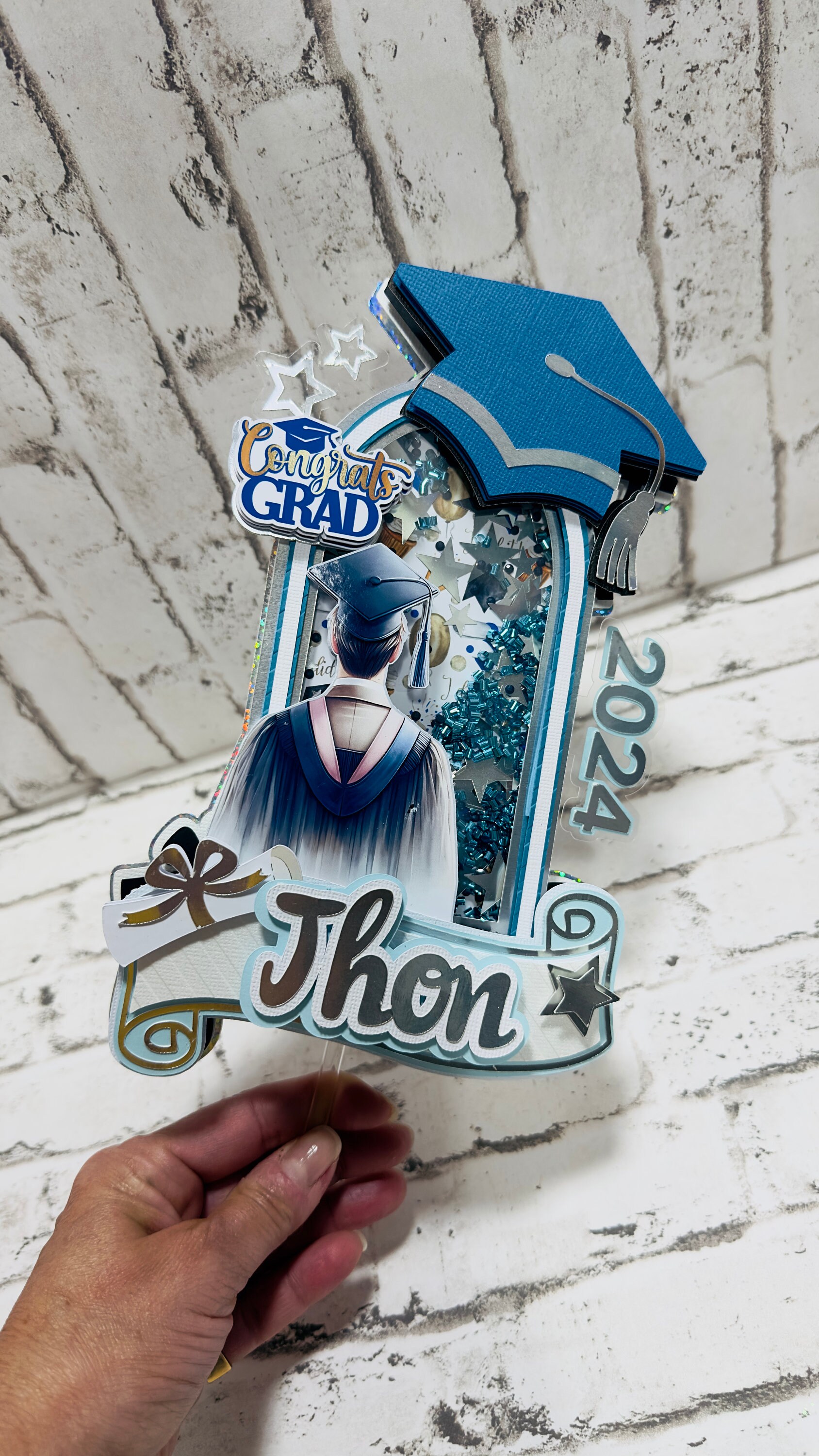 Graduation Shaker Cake Topper, Graduation Cake Topper, Personalized ...