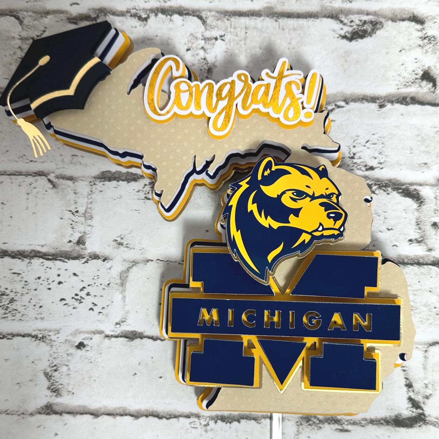 University of Michigan Cake Topper. Graduation Cake Topper. Class of ...