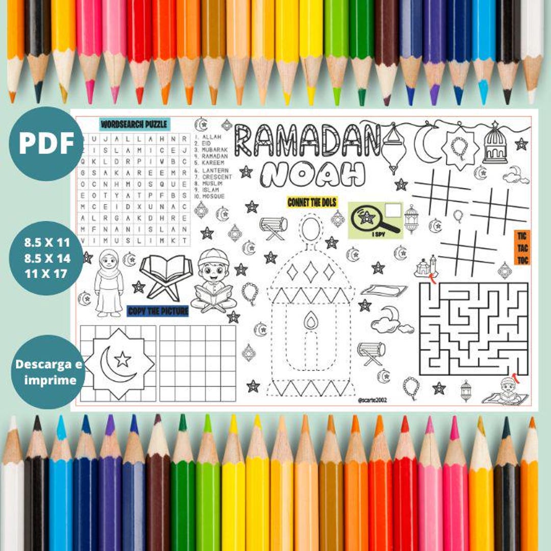 Personalized Printable Ramadan Placemat: Kids' Activity, Iftar Decor ...