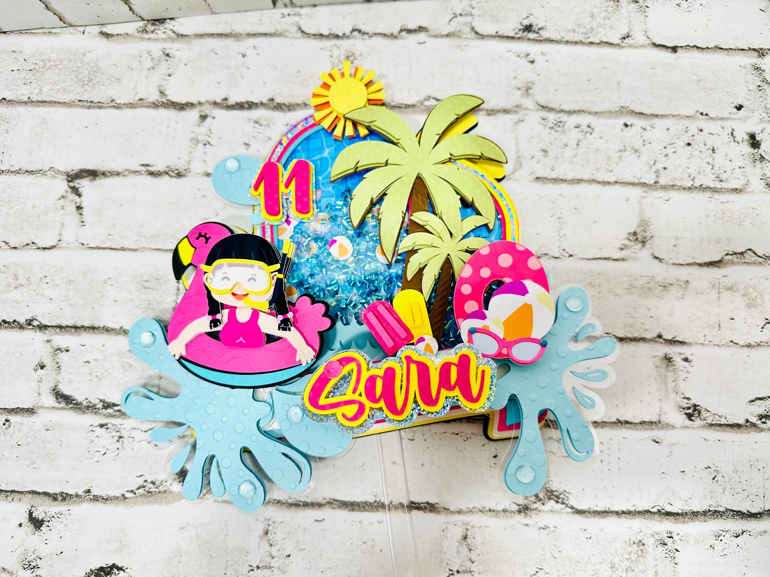 Pool Party Cake Topper, Girl's Party, Cake Topper Decoration, Pool ...