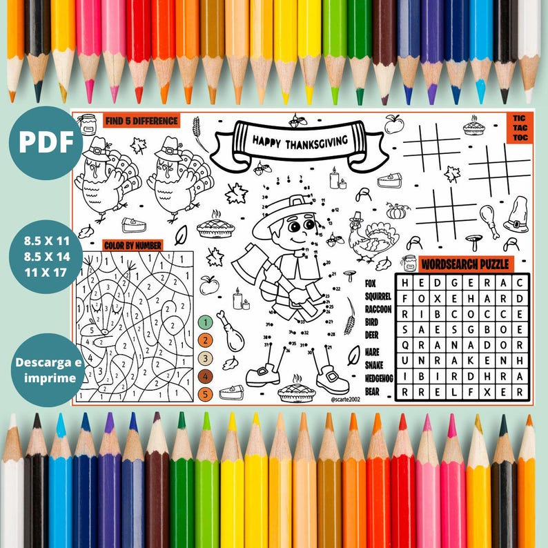 Printable Thanksgiving Activity Page, Thanksgiving Kids Activity ...